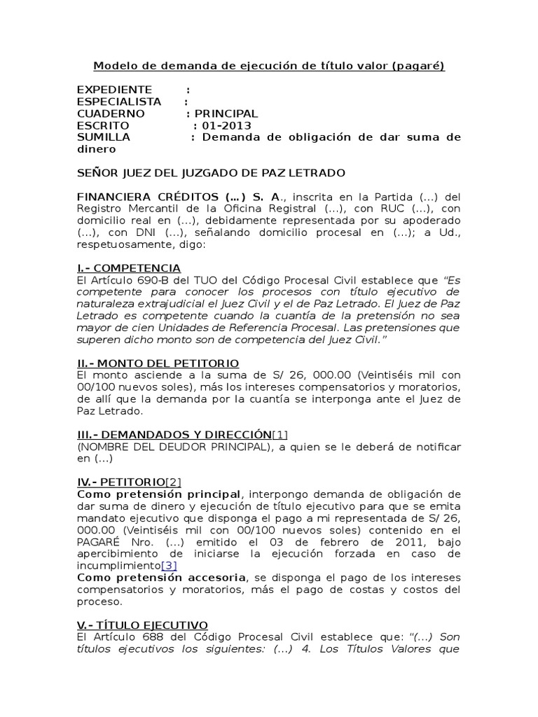 Modelo de Demanda de Dar y Hacer | PDF | Pagos | Demanda judicial