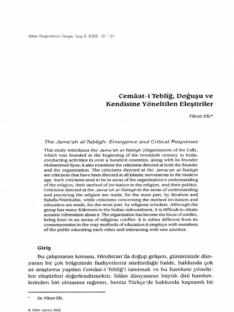 Cemaat-I Tebliğ Isam | PDF