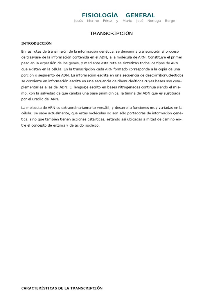 Tema 7C Bloque I Transcripcion | PDF | Rna | Adn