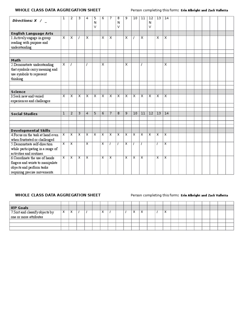 Whole Class Data Sheetwebsite Pre | PDF | Wellness