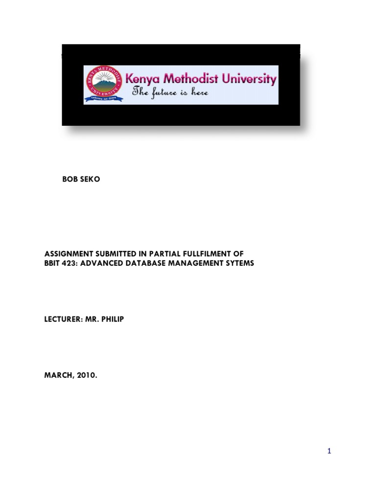 Database Assignment | PDF | Object (Computer Science) | Databases