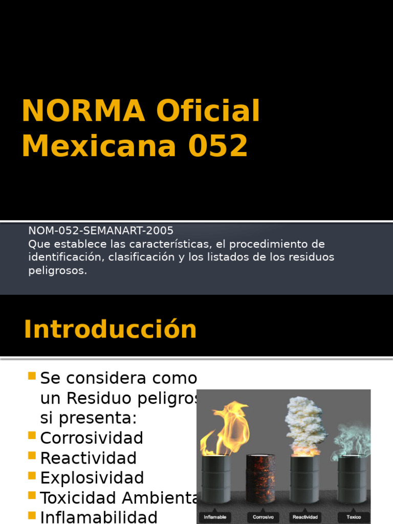 NORMA Oficial Mexicana 052 | PDF