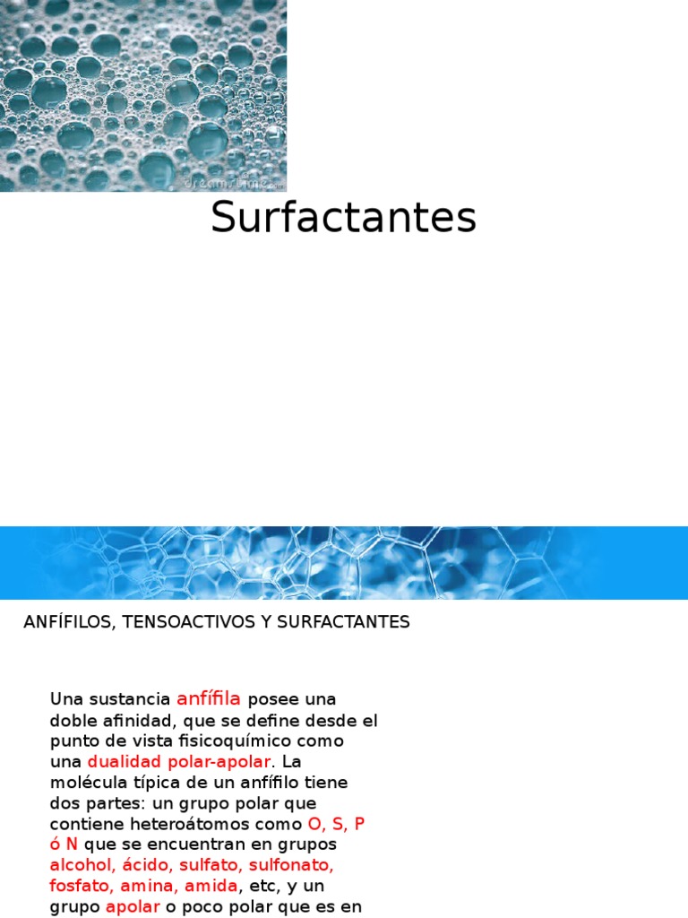 Clasificación y Usos de Surfactantes | PDF | Tensioactivo | Sustancias ...