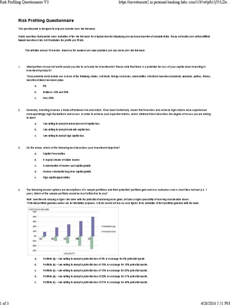 HSBC Risk Profiling Questionnaire V3 | PDF | Investing | Risk HSBC Risk Profiling Questionnaire V3 | PDF | Investing | Risk