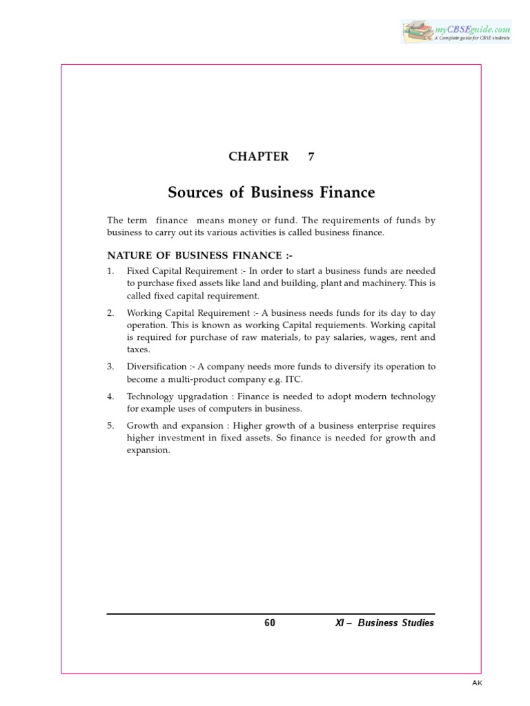 11 Business Studies Notes Ch07 Sources of Business Finance 02 | PDF ...