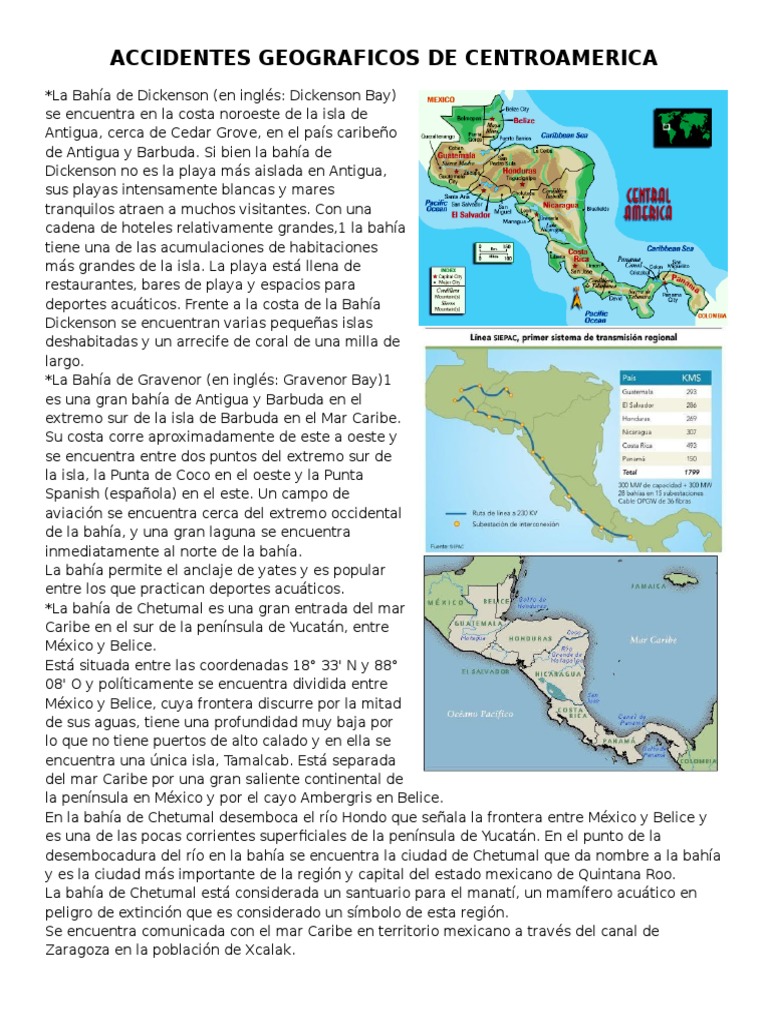 Mapa De Accidentes Geográficos De América Central