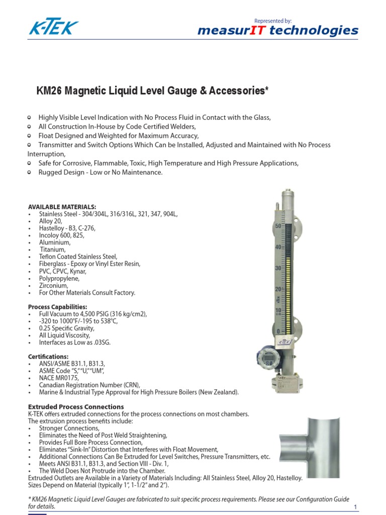 MeasurIT KTek KM26 Level Gauge 0806 | PDF | Switch | Applied And ...