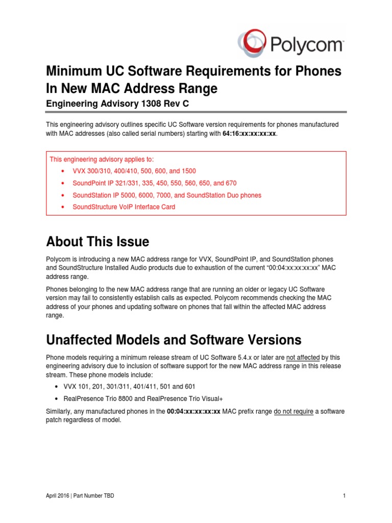 EA1308C - Minimum UC Software Requirements For Phones in New MAC ...