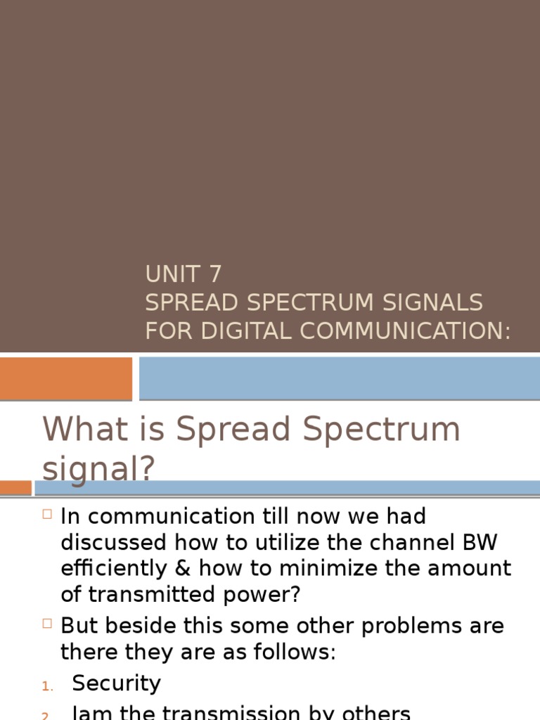 UNIT 4 Spread Spectrum | PDF | Modulation | Spectral Density