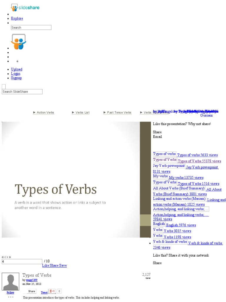 Types of Verbs | PDF | Verb | Subject (Grammar)