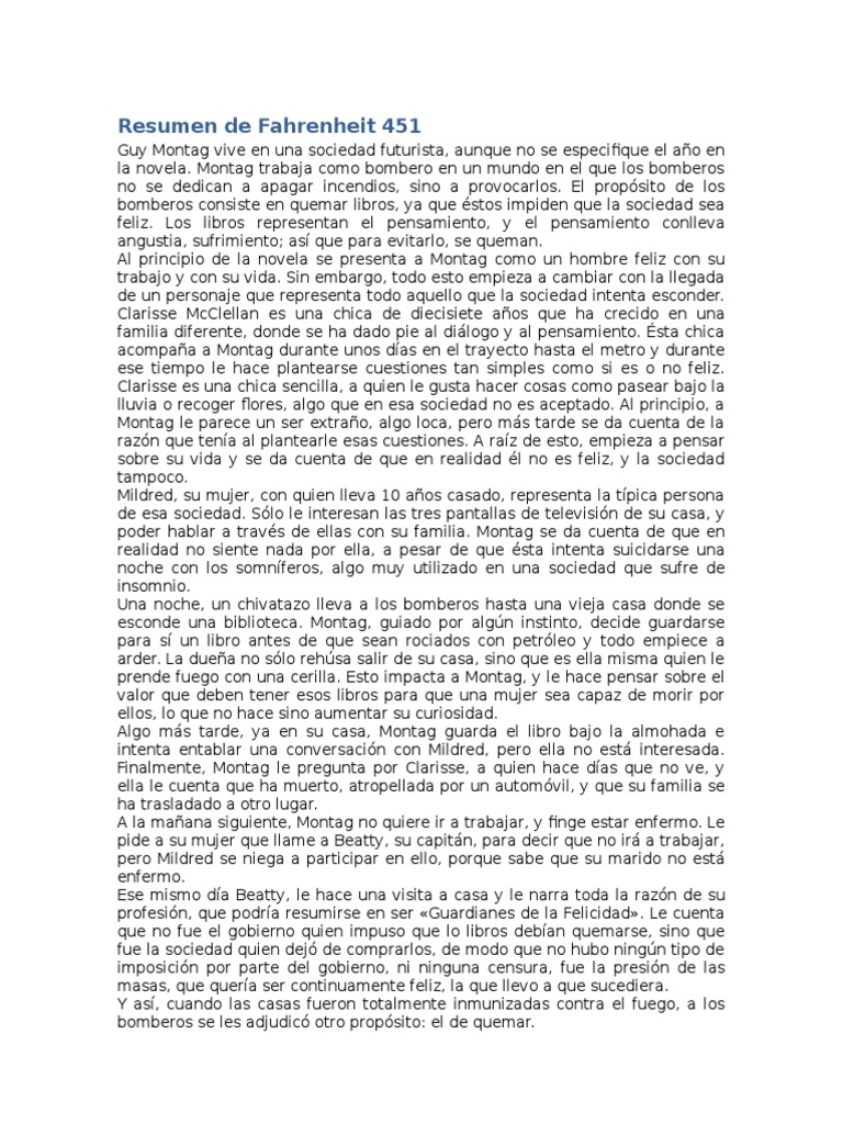 Resumen de Fahrenheit 451 | PDF