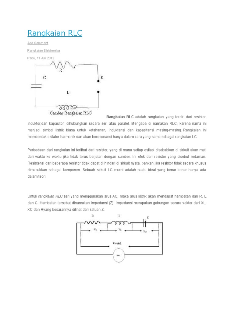 Rangkaian Rlc Sirkuit RLC Wikipedia Bahasa Indonesia, Ensiklopedia