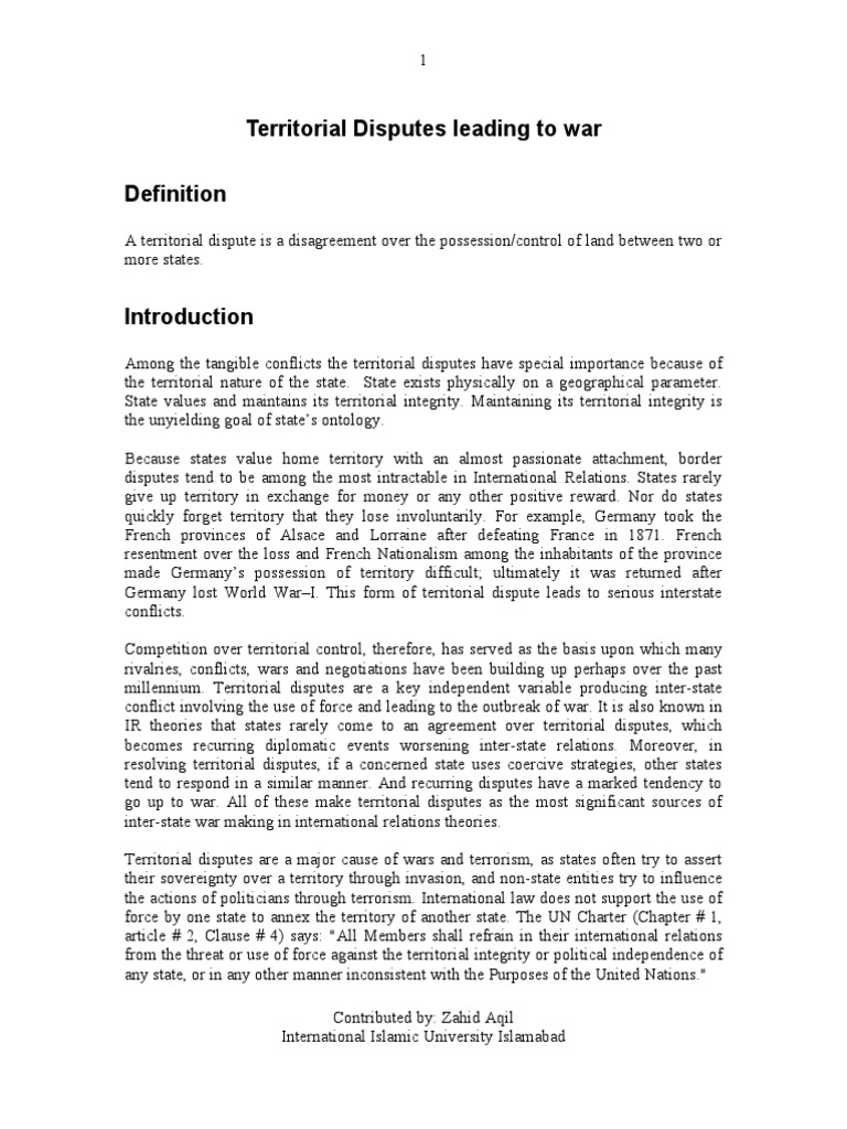 Understanding Territorial Disputes | PDF | Sovereign State ...