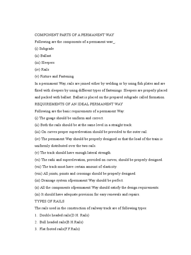 Component Parts of A Permanent Way | PDF | Track (Rail Transport ...