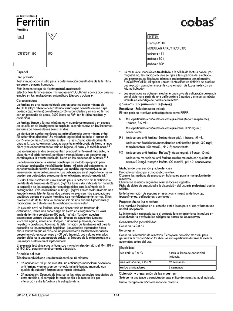 Insert Ferritin | PDF | Calibración | Química