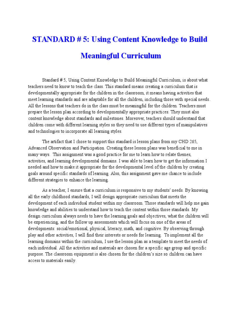 Curriculum Design for Early Educators | PDF