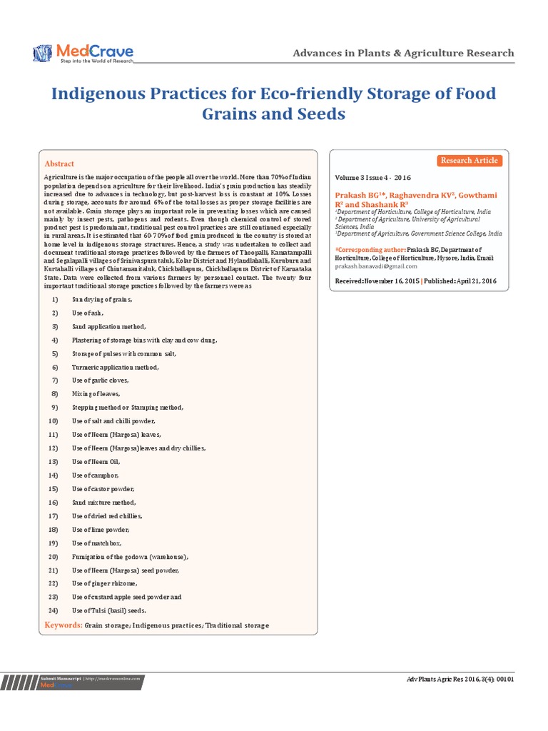 Grain Storage - Indigenous Methods in India | PDF | Pesticide | Cereals