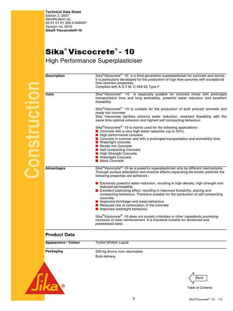 Viscocrete 10 | PDF | Concrete | Materials