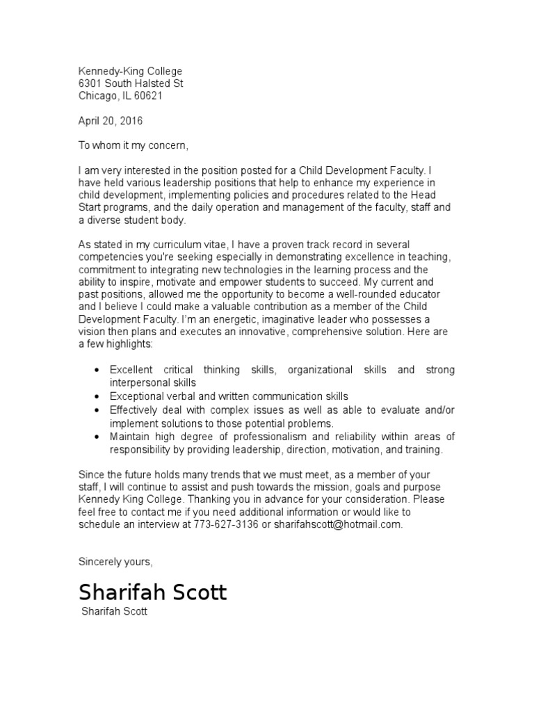 Application for Child Development Faculty | PDF | Leadership ...