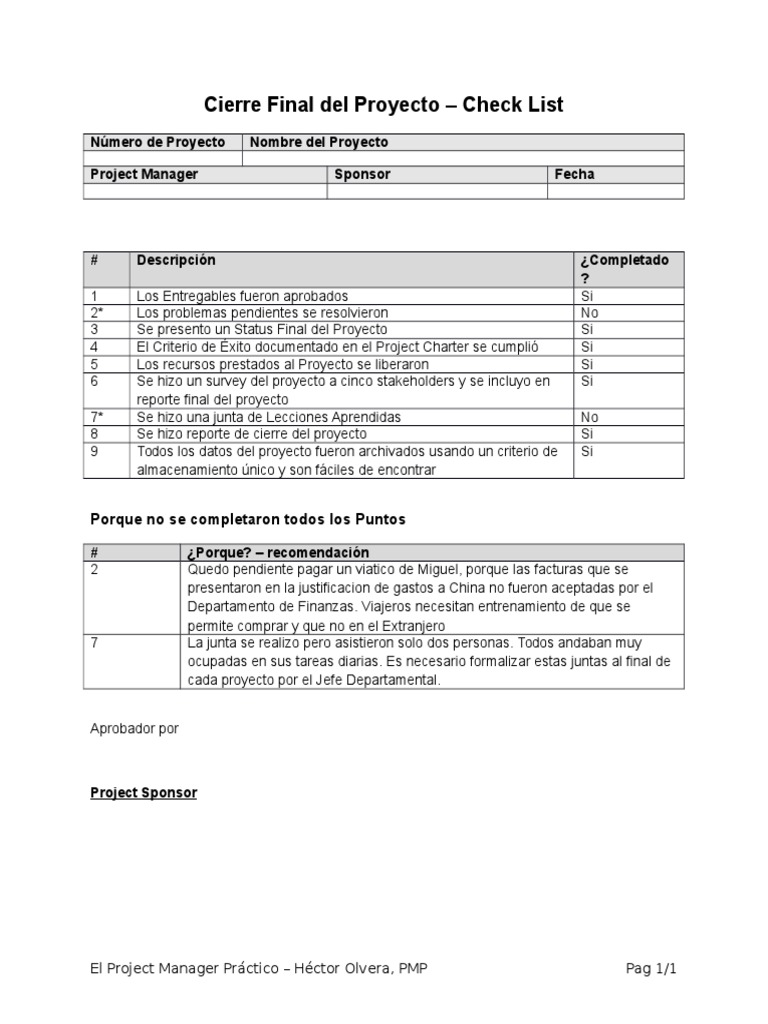 17-Cierre Final Del Proyecto _ Check List