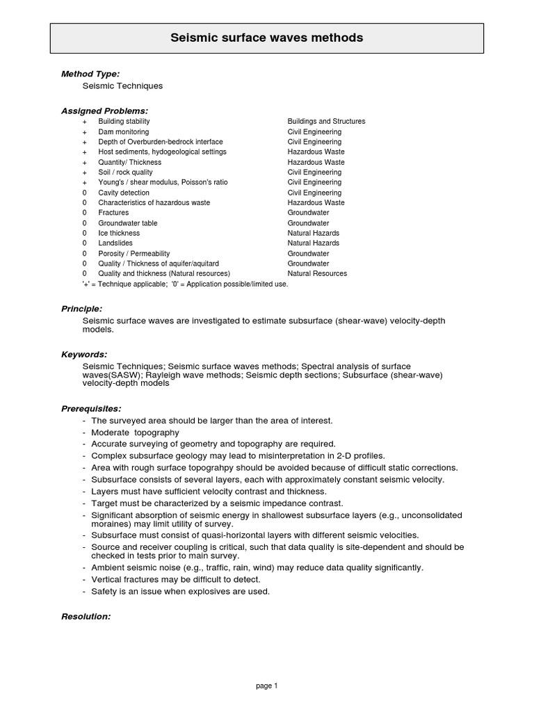 Seismic Surface Waves Methods | PDF | Reflection Seismology | Groundwater