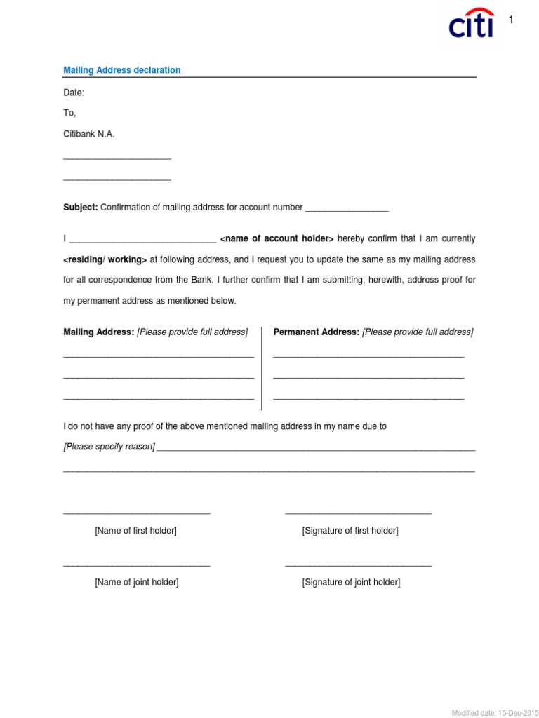 Mailing Address Declaration Domestic | PDF | Career & Growth | Law