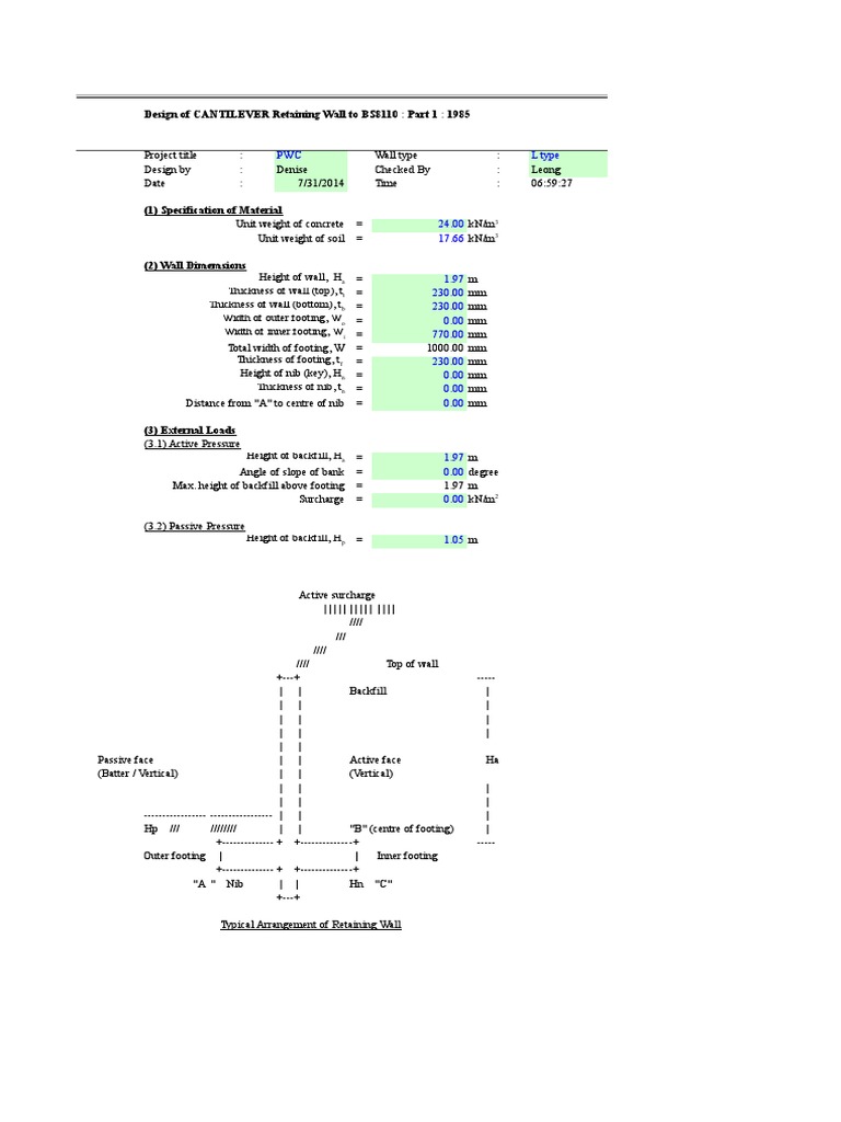 L Type Rataining Wall 20141222 | PDF | Mechanics | Civil Engineering