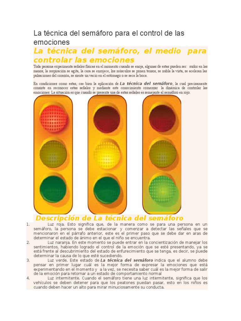 La Técnica Del Semáforo Para El Control de Las Emociones | Semáforo ...