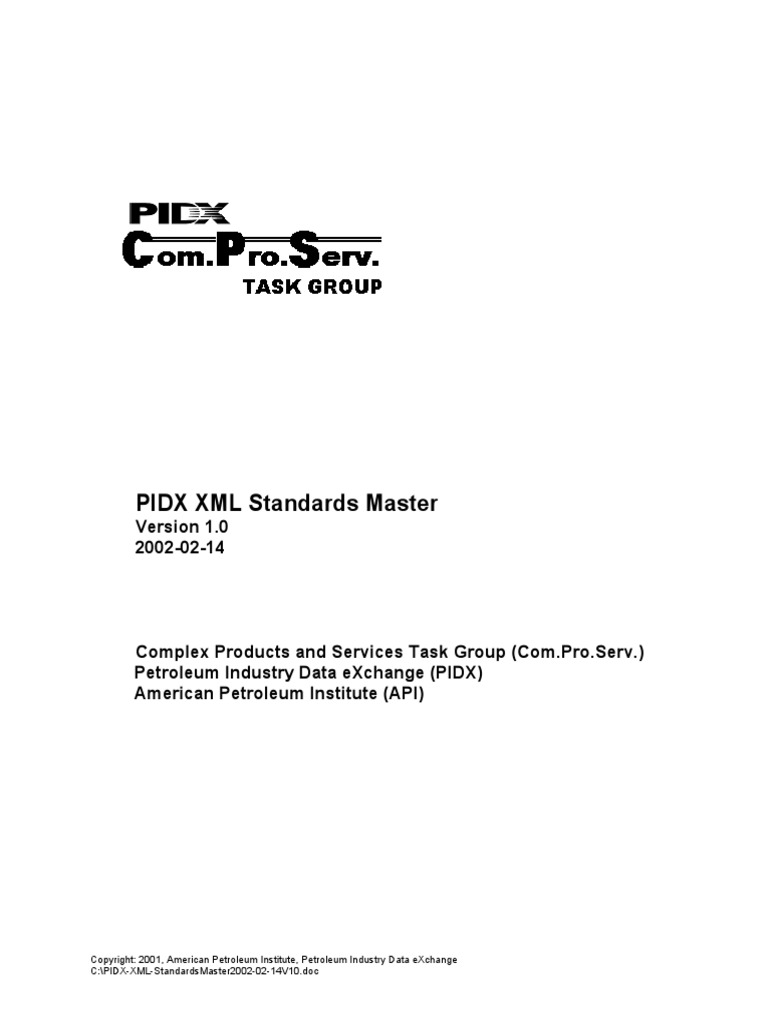 PIDX XML StandardsMaster2002!02!14V10 | PDF | Xml Schema | Xml