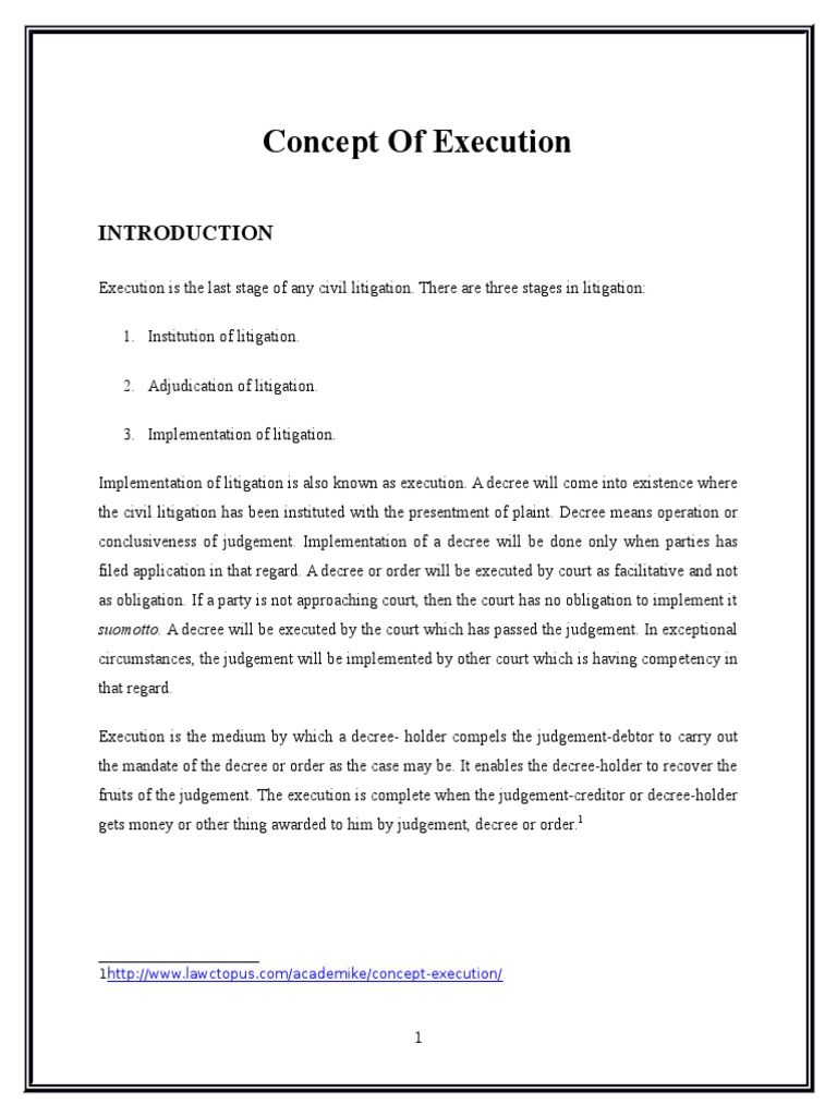 Concept of Execution | PDF | Decree | Judgment (Law)