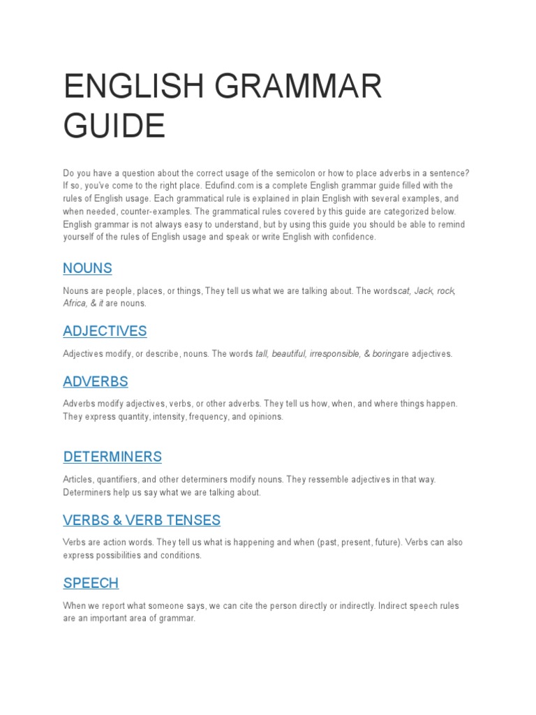 English Grammar Guide | PDF