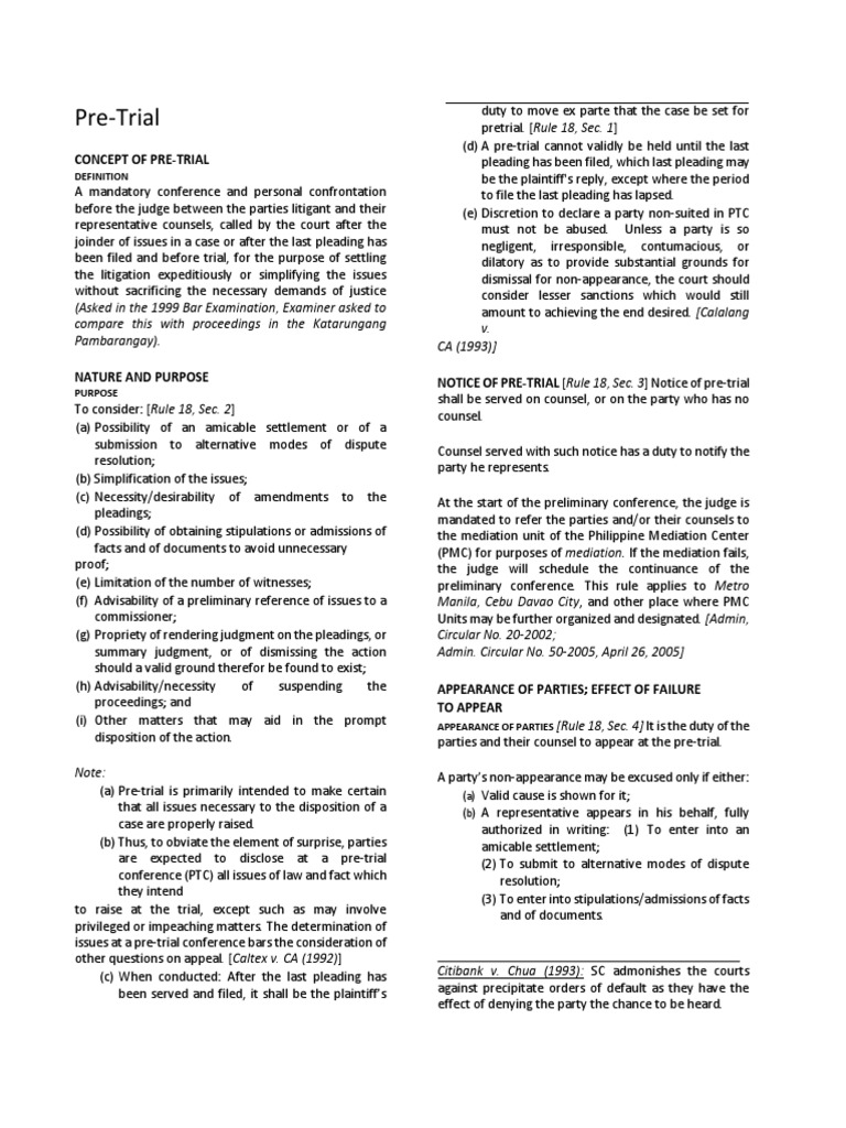 Concept of Pre-Trial | PDF | Deposition (Law) | Alternative Dispute ...