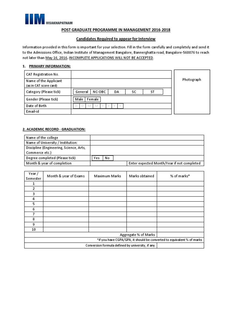 IIM Bangalore PG Management Application Guide | PDF | University And ...