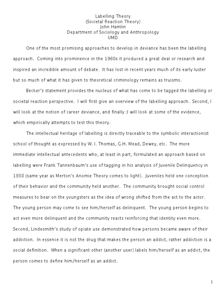 Labeling Theory | PDF | Deviance (Sociology) | Social Stigma