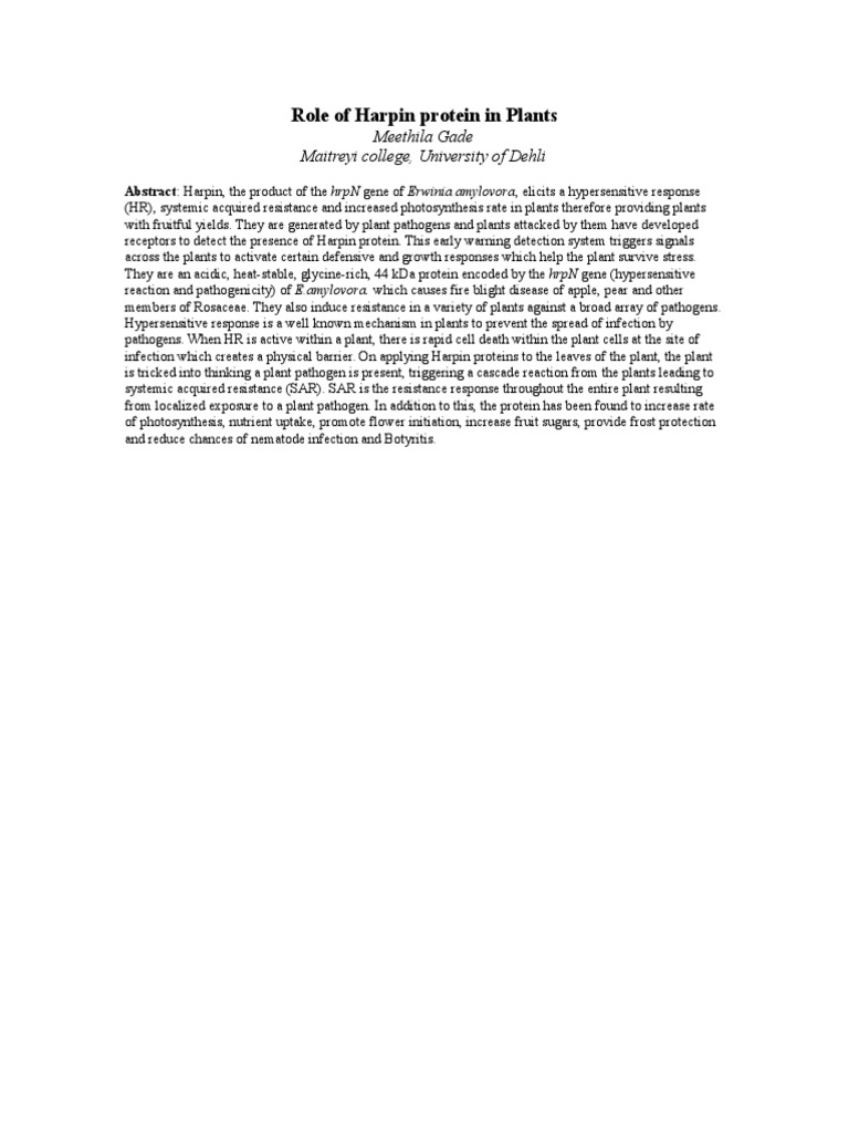 Harpin Protein Enhances Plant Resistance | PDF | Home & Garden