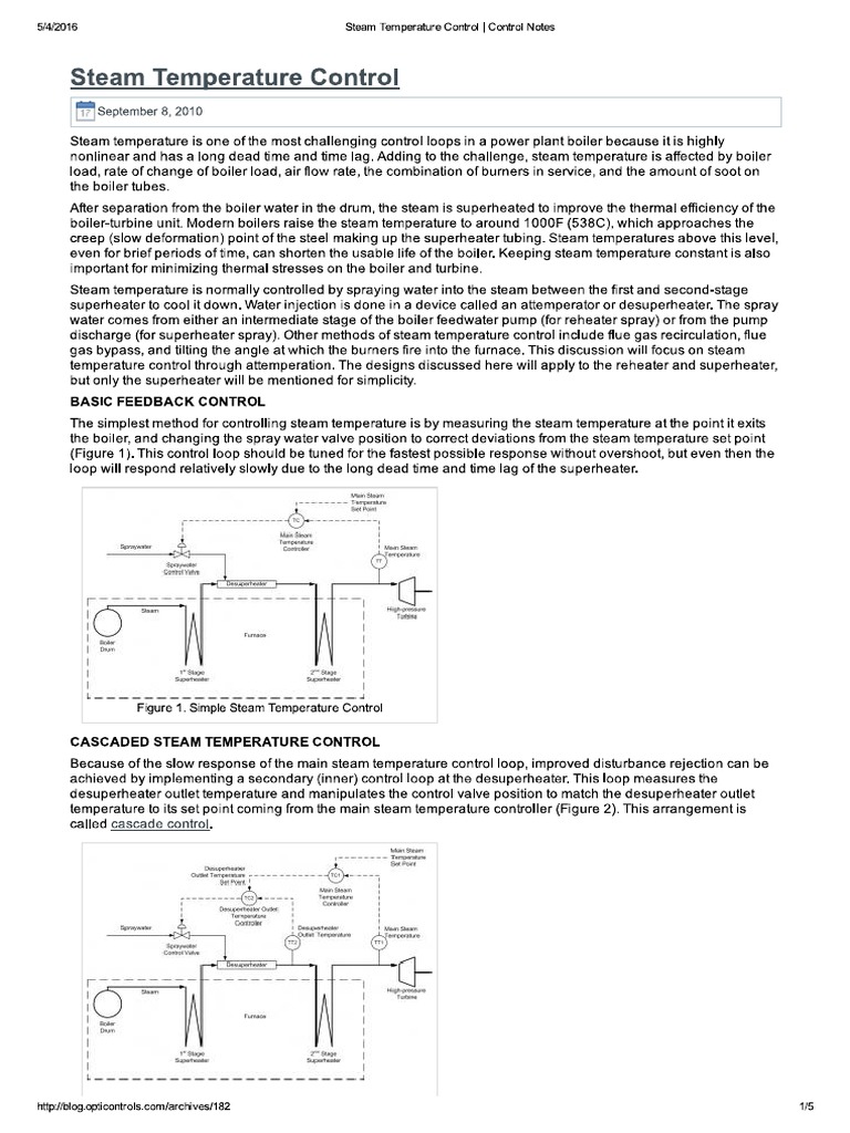 Steam Temperature Control in Power Plants | PDF