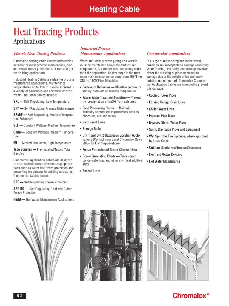 Heat Tracing Products: Applications | PDF | Cable | Building Engineering