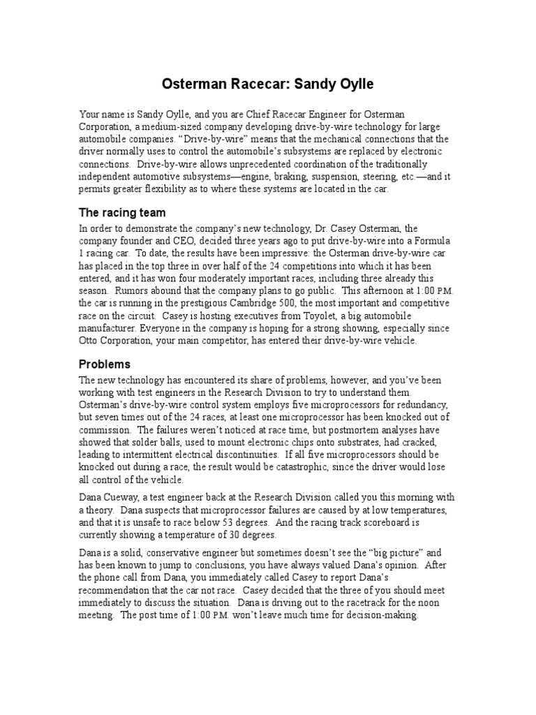 Osterman Racecar: Sandy Oylle: The Racing Team | PDF | Car | Automobiles