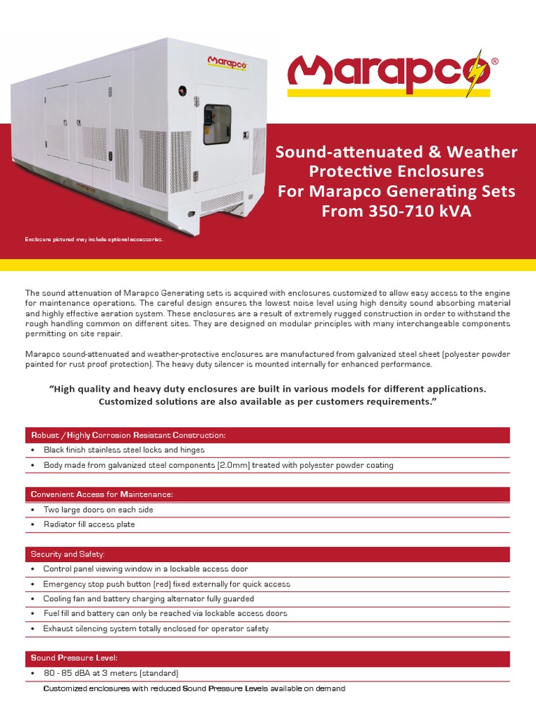 Sound-Attenuated & Weather Protective Enclosures For Marapco Generating ...