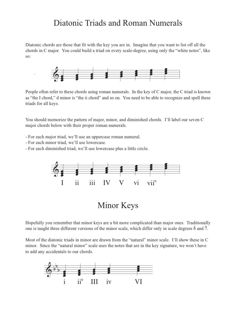 Roman Numerals Diatonic Chords in Major and Minor Keys PDF | PDF