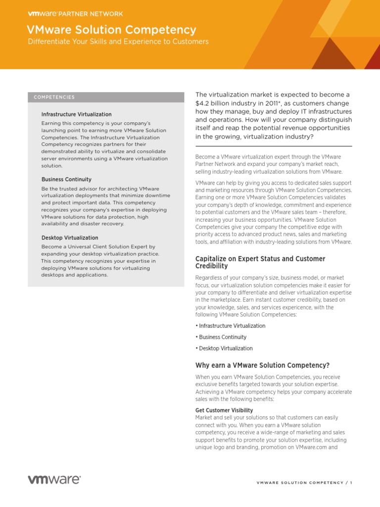 VMware Solution Competency | PDF | Competence (Human Resources) | Virtualization
