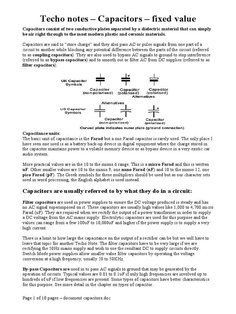 Fixed value capacitors guide | PDF | Capacitor | Rectifier