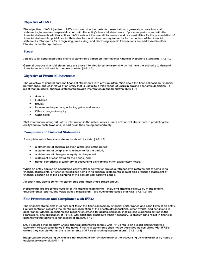 IAS 1 | International Financial Reporting Standards | Financial Statement