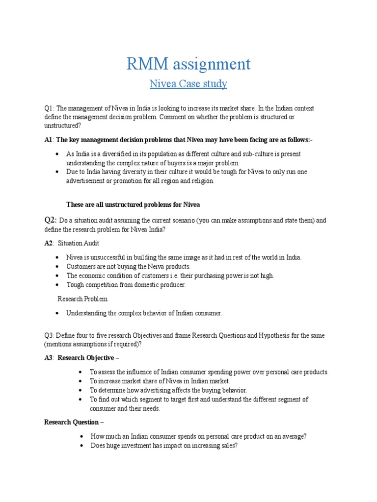 RMM Assignment: Nivea Case Study | PDF | Market Share | Advertising