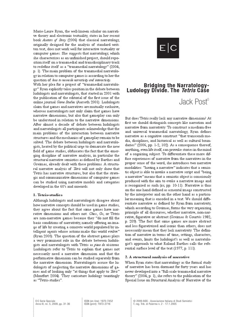 Narratologi Ludology Jack Post | PDF | Narrative | Discourse