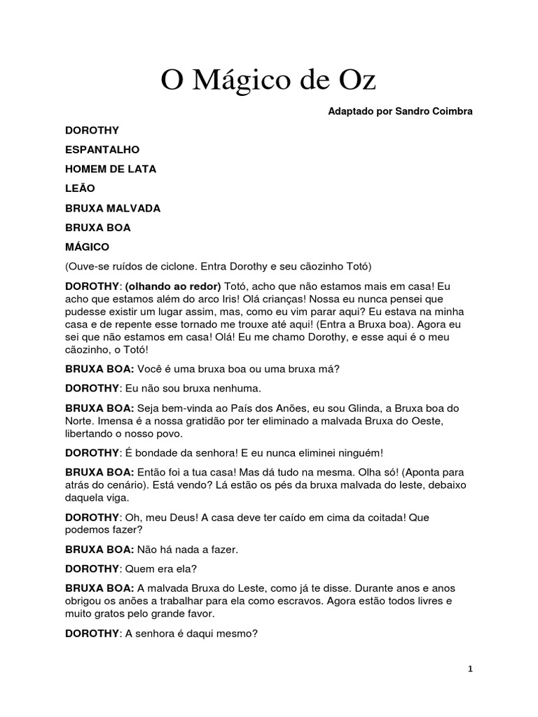 Texto Mágico de Oz | Dorothy Gale | O Maravilhoso Mágico de Oz Texto Mágico de Oz | Dorothy Gale | O Maravilhoso Mágico de Oz