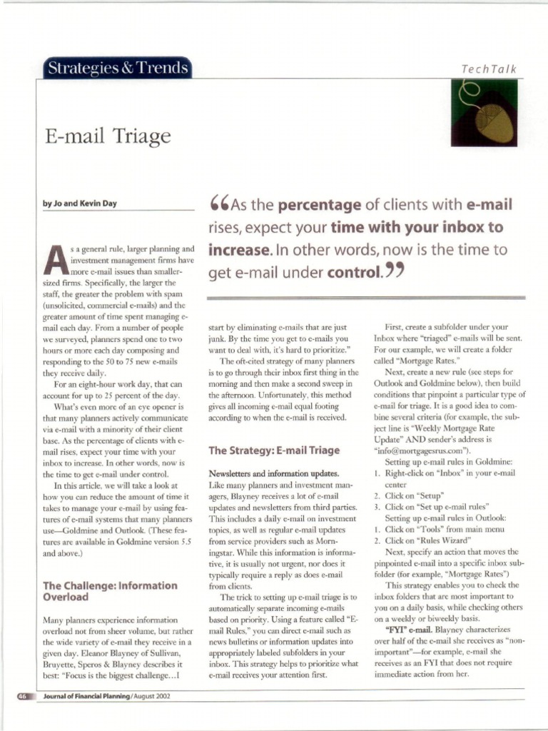 Email Triage Strategies for Planners | PDF | Email Spam | Email