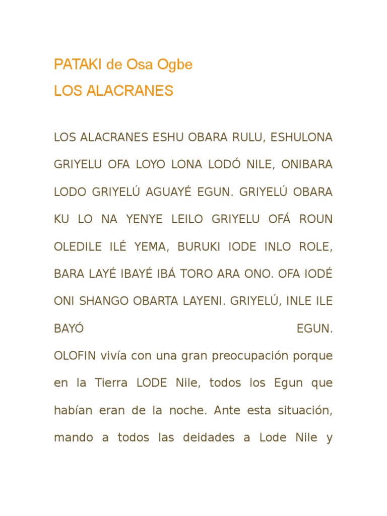 PATAKI de Osa Ogbe Los Alacranes | PDF | Ocio
