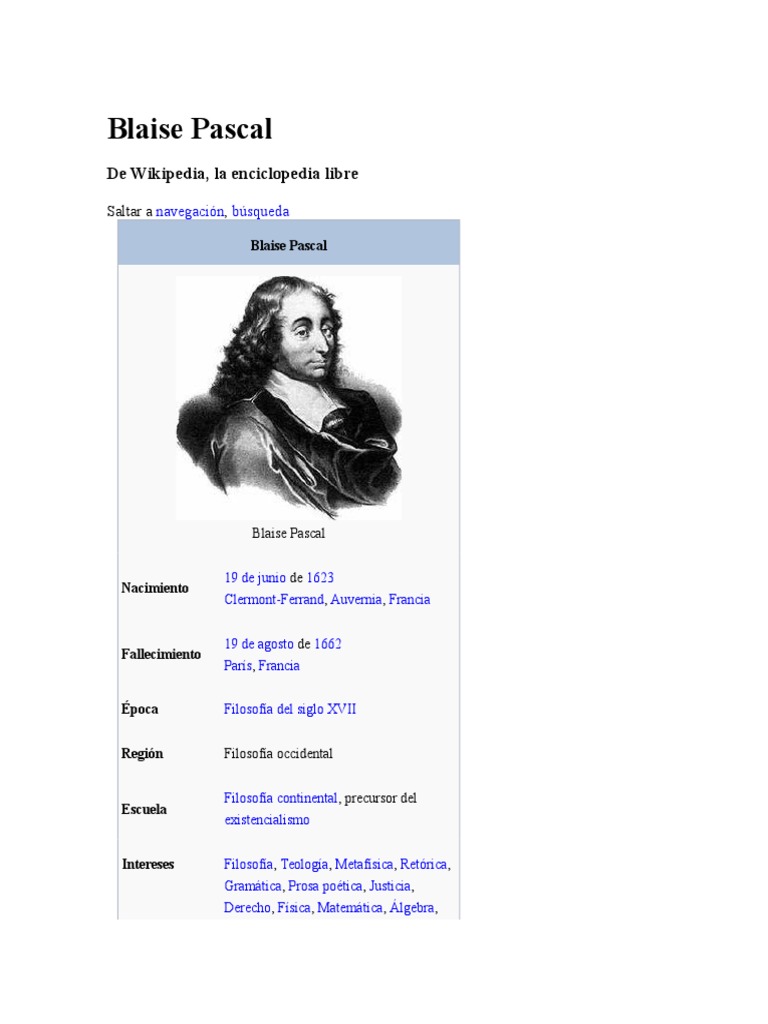 Blaise Pascal | Ciencia | Ciencia filosófica