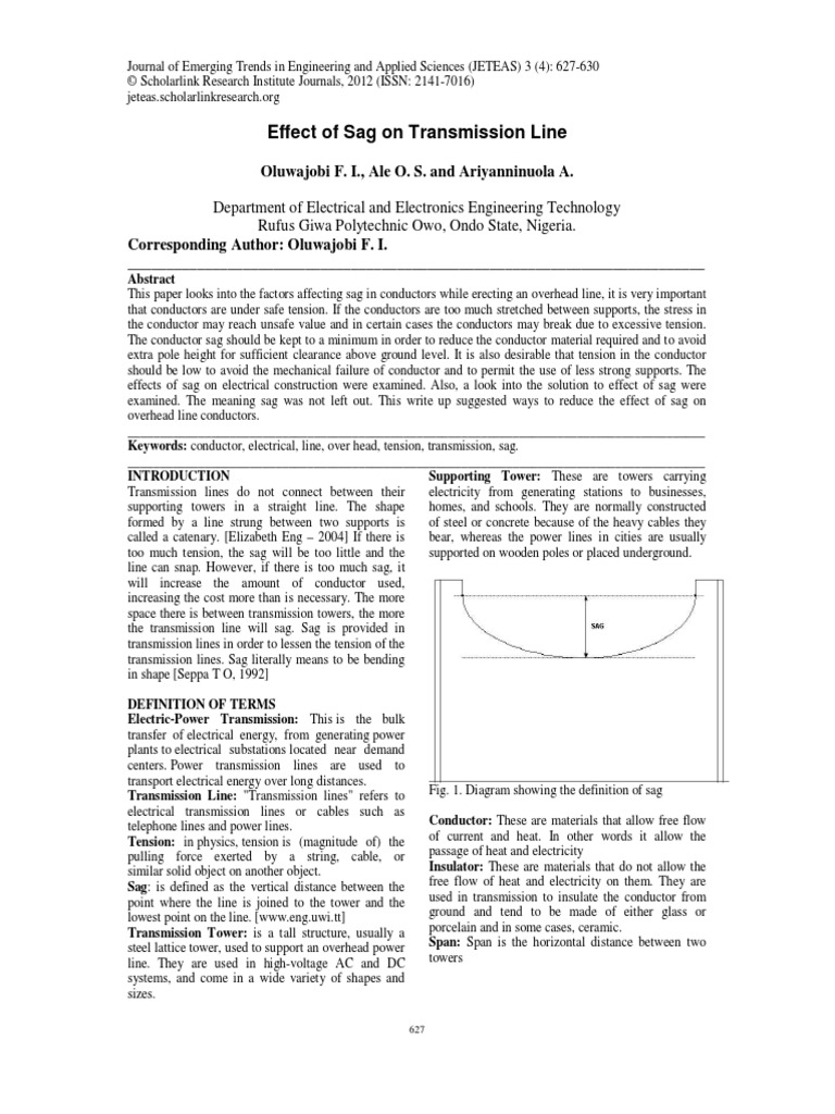 Efect of Sag On Transmission Line | PDF | Electric Power Transmission ...